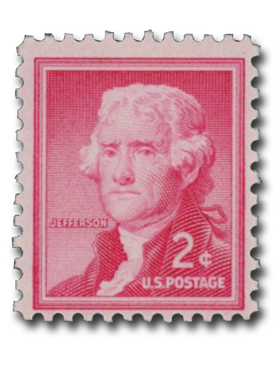 1033a - 1954 2c Liberty Series: Thomas Jefferson, Carmine Rose, Silkote ...