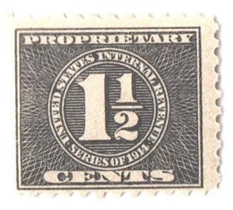 RB51 - 1914 11/2c Proprietary Stamp - offset, watermark, perf 10, black ...