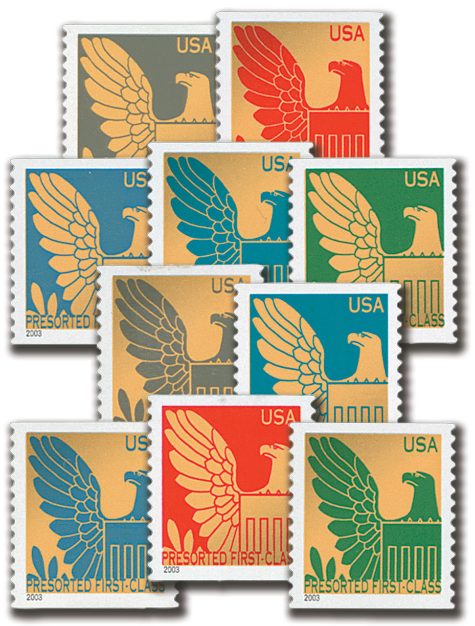 XI106 - Patriotic Eagle Coil Stamps - Mystic Stamp Company