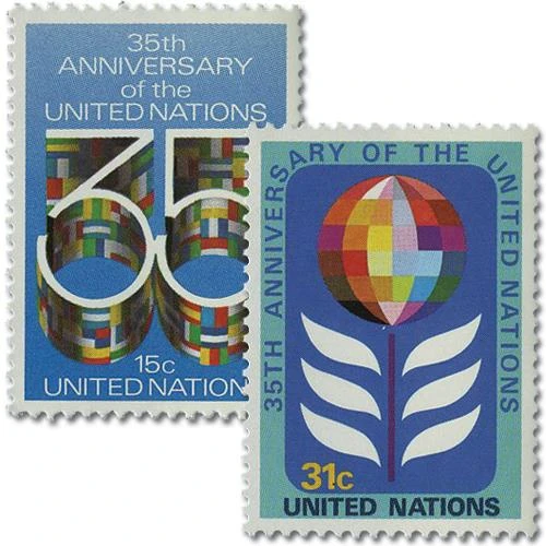UN322-23 - 1980 United Nations 35th Anniversary - Mystic Stamp Company