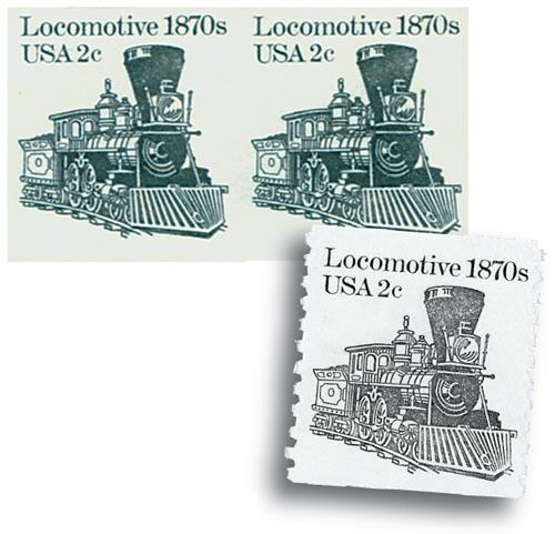 1897A//97Ac - 1982 2c Transportation Series: 1870s Locomotive, Imperf ...