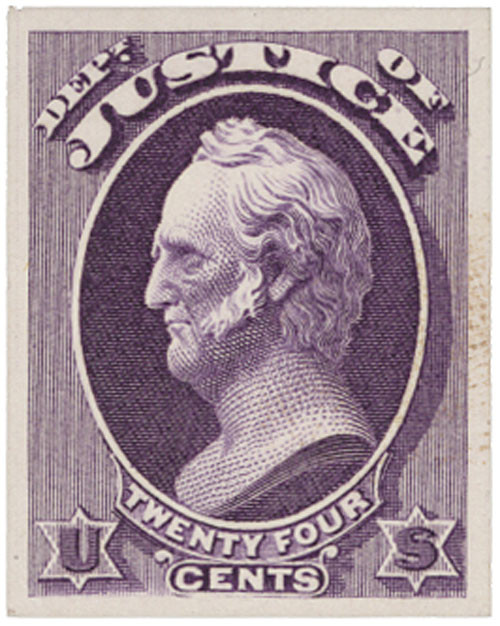 O32P4 - 1873 24c Department of Justice Official, Purple, Plate Proof on ...