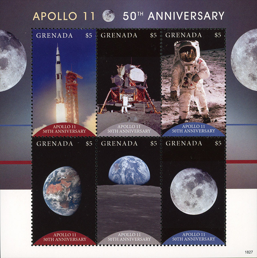M12444 - 2018 $5 Apollo 11 Moon Landing - 50th Anniversary, Mint, Sheet ...