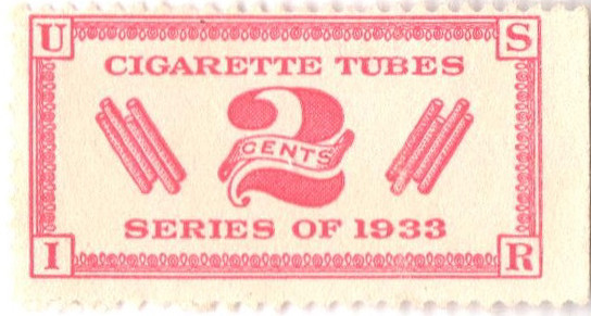 RH4 - 1933 2c Cigarette Tube Stamp, Rose, Double Line Watermark, Perf ...