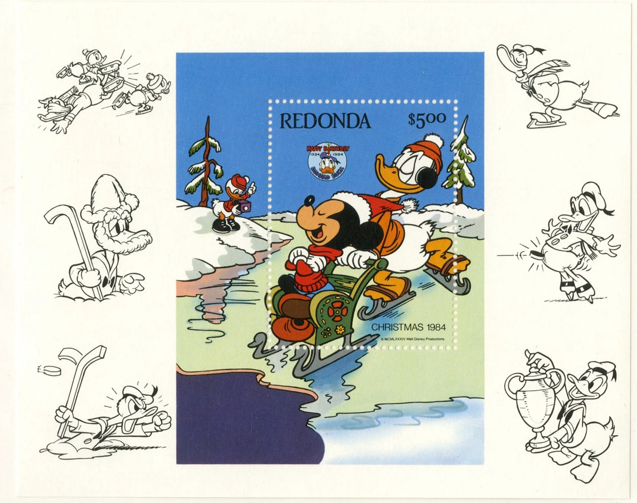 MDS411B - Redonda 1984 Donald skating, S/S - Mystic Stamp Company