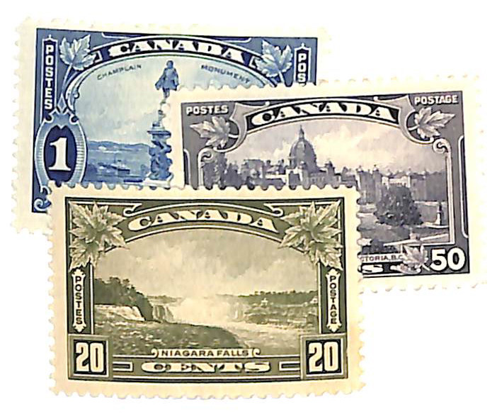 225-27 - 1935 Canada - Mystic Stamp Company