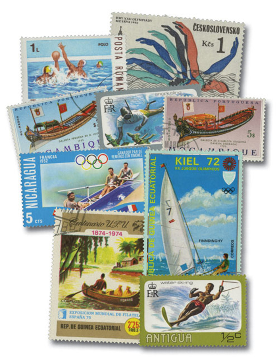 MP2014 - Water Sports, 50 Different Stamps - Mystic Stamp Company