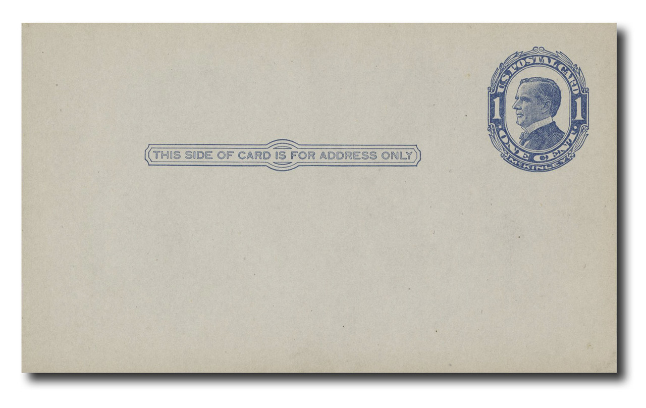 UX22 - 1910 1c William McKinley, Blue, Bluish Paper, White Background ...