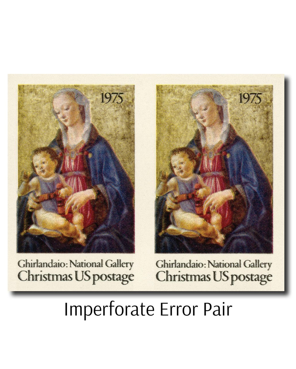 1579a - 1975 10c Christmas Madonna and Child Imperf. Error - Mystic ...
