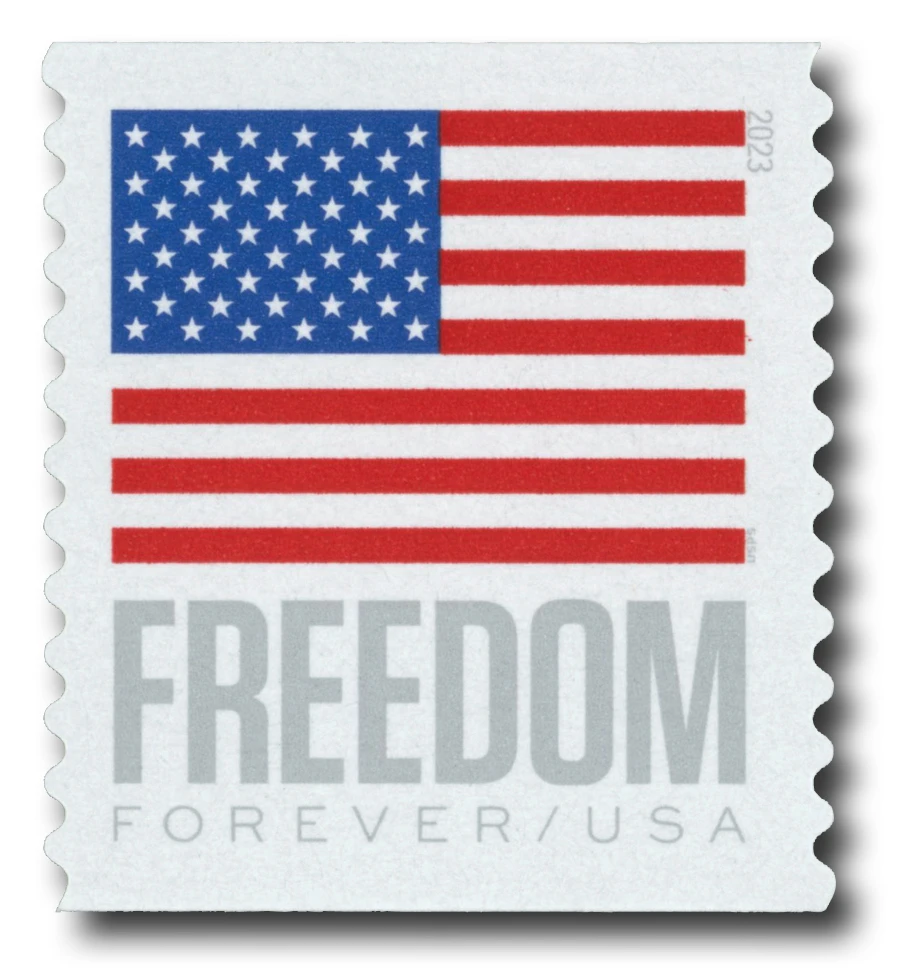 5789 - 2023 First-Class Forever Stamp - US Flags (BCA Coil, Die cut 10. ...