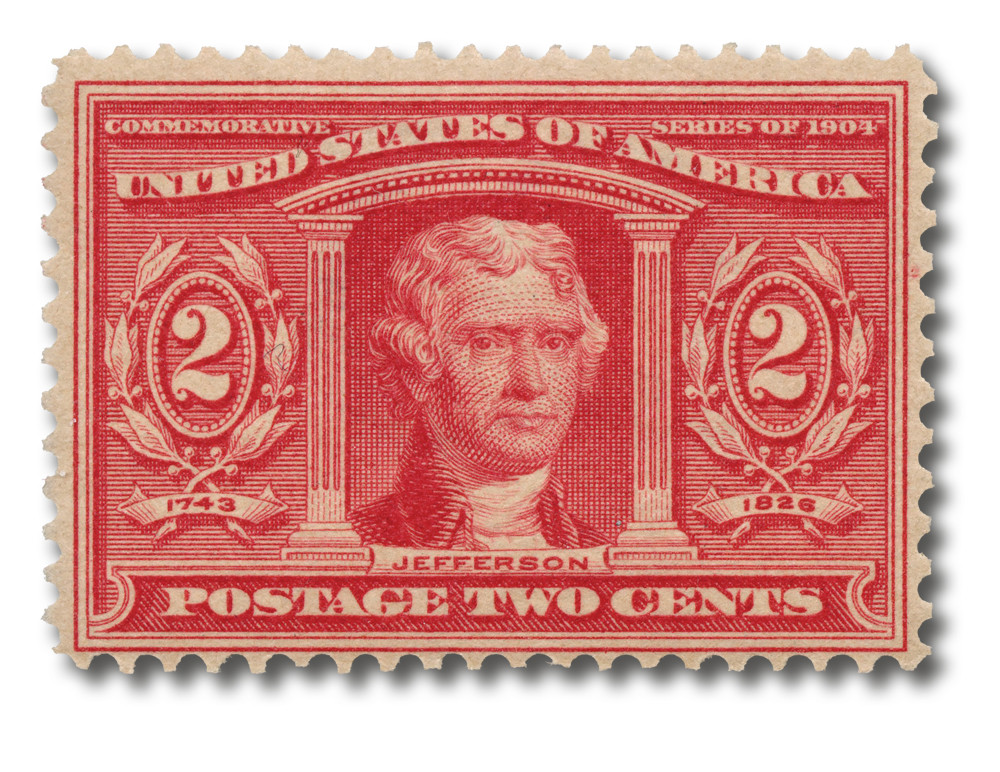 324 - 1904 2c Thomas Jefferson, Carmine - Mystic Stamp Company