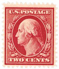 375 - 1910 2c Washington, Carmine, Single Line Watermark, Perf. 12 ...
