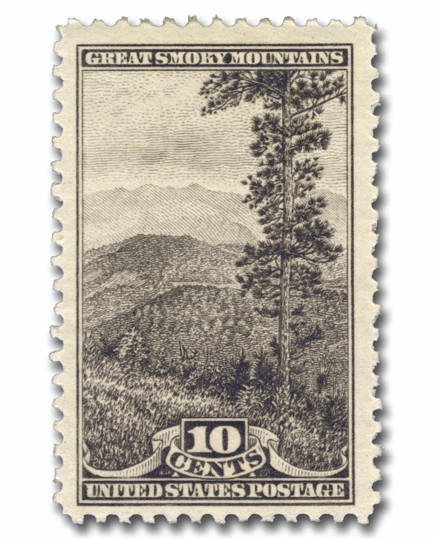 749 - 1934 10c Great Smoky Mountains, North Carolina, Gray Black, Perf ...