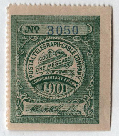 15T21 - 1901 Postal Telegraph Company, Sea Green, Albert B. Chandler ...