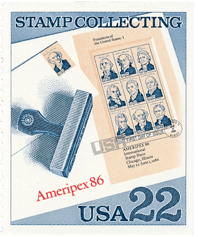 2201 - 1986 22c Stamp Collecting: Presidents Miniature Sheet - Mystic ...