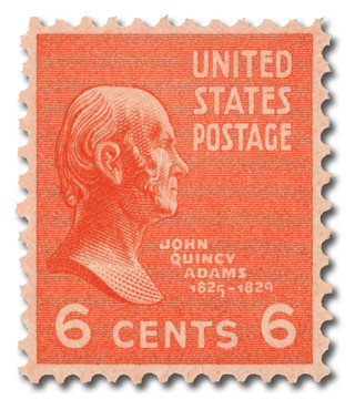 811 - 1938 6c John Quincy Adams, Red Orange, Perf. 11x10.5 - Mystic ...