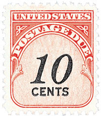 J97 - 1959 10c Postage Due, Carmine Rose, Perf. 11x10.5, Unwatermarked ...