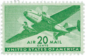 C29 - 1941 20c Twin-Motored Transport Plane, Bright Green - Mystic ...