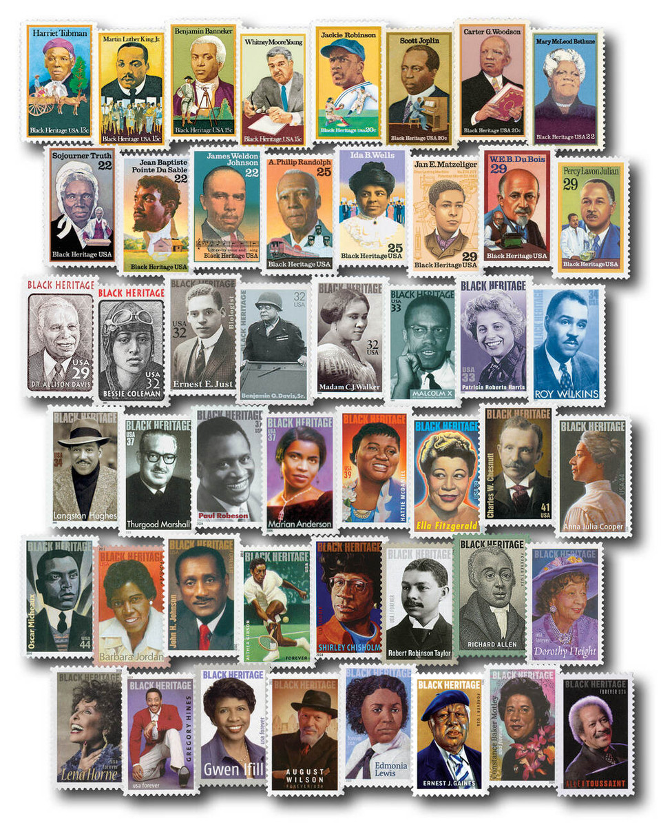 1744/5957 - 1978-2025 Black Heritage Series, Complete Set of 48 Stamps ...