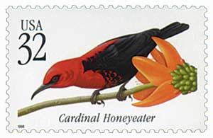 3225 - 1998 32c Tropical Birds: Cardinal Honeyeater - Mystic Stamp Company