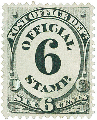 O50 - 1873 6c Post Office Department Official, Black, Hard Paper ...