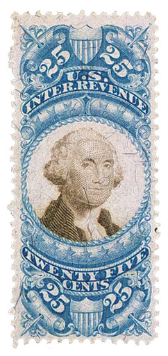 R112 - 1871 25c U.S. Internal Revenue Stamp, Blue & Black - Mystic ...