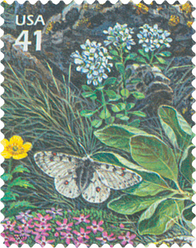 4198h - 2007 42c Alpine Tundra: Rocky Mountain Butterfly - Mystic Stamp ...