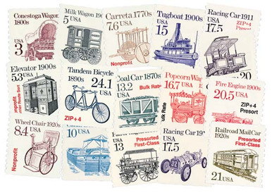 2252-66 - 1987-88 Transportation Series: Set of 16 Stamps - Mystic ...