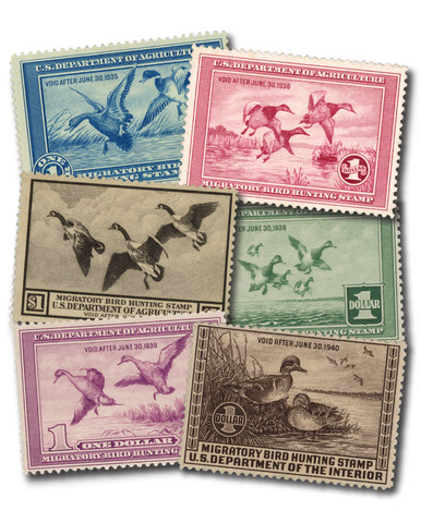 RW1-6 - 1930-1939 US Duck Stamp Collection, 6 Stamps - Mystic Stamp Company