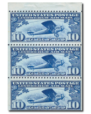 C10a - 1927 10c Lindbergh's "Spirit of St. Louis", Booklet Pane of 3 ...