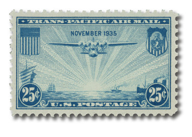 C20 - 1935 25c Trans-Pacific: "China Clipper", Blue - Mystic Stamp Company