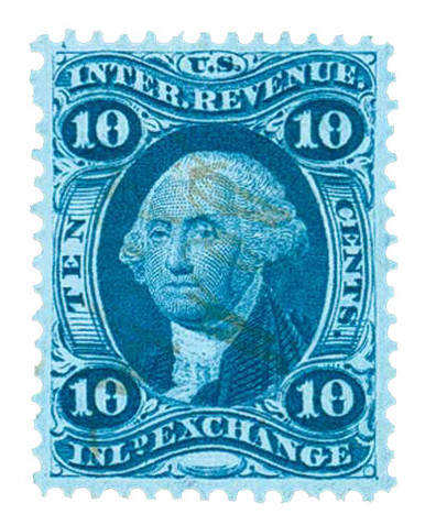 R36 - 1862-71 10c U.S. Internal Revenue Stamp, Inland Exchange, Blue ...