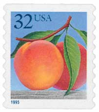 2495 - 1995 32c Flora & Fauna Series: Peaches, Coil - Mystic Stamp Company