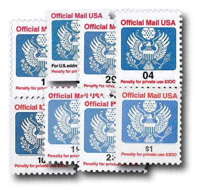 O143/151 - 1989-93 Official Mail, Set of 8 Stamps - Mystic Stamp Company