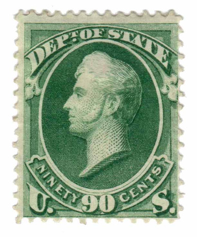 O67 - 1873 90c Department of State Official, Dark Green, Hard Paper ...