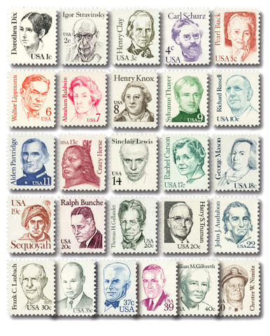 1844-69 - 1980-85 Great Americans Series, Set of 26 Stamps - Mystic ...