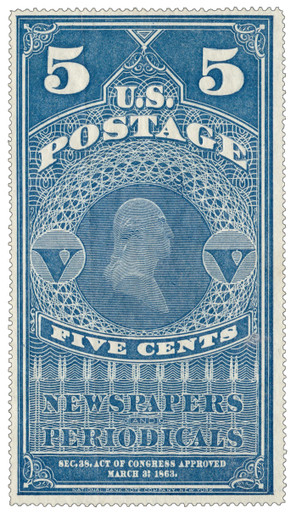 PR5 - 1875 5c Newspaper & Periodical Stamp, Dull Blue, Hard White Paper ...
