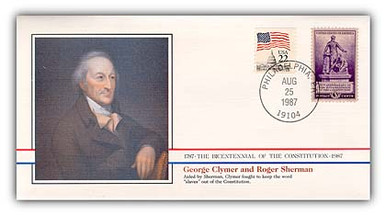 97428 - 1987 George Clymer & Roger Sherman - Mystic Stamp Company