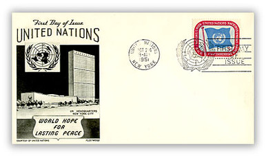 8A4 - 1951 3c United Nations Flag - Mystic Stamp Company