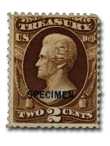 O73S - 1875 2c Treasury Department Official, Specimen, Dark Brown ...