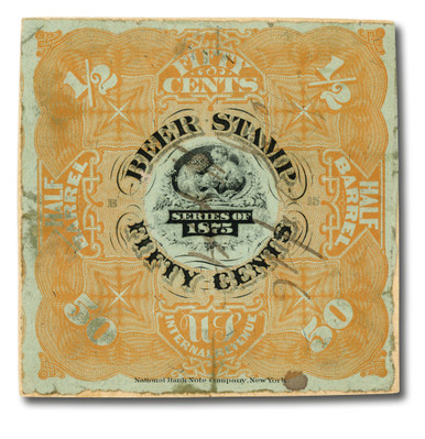 REA34 - 1875 50c Beer Stamp, Orange, Center in Black - Mystic Stamp Company
