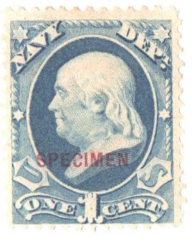 O35xS - 1881 1c Navy Department Official, Specimen, Gray Blue, Soft ...