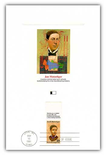 55917TB - 1991 29c Jan Matzeliger tab 2 PFCD - Mystic Stamp Company