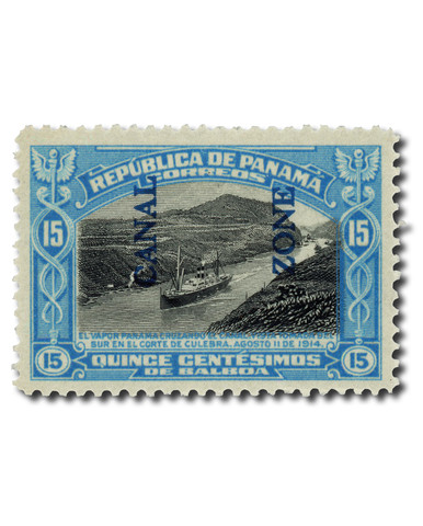 CZ50 - 1917 15c S. S. Panama in Culebra Cut, Bright Blue & Black, Blue ...