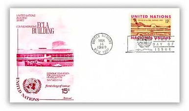 8A195 - 1969 15c Economic Commission/Latin Amer Bldg - Mystic Stamp Company
