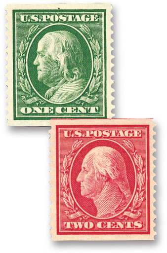 387-88 - 1910 Regular Issues, Single Line Watermark, Perf. 12 ...