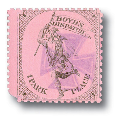 20L56 - 1882 1c Boyd's Dispatch, Black on Pink Paper, Type III - Mystic ...