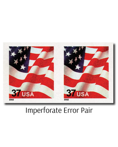 3632b - 2002 37c US Flag, Imperf. Error - Mystic Stamp Company