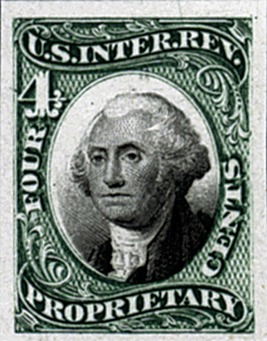 RB4P4 - 1871-75 4c Proprietary Revenue Stamp, Green & Black, Plate ...