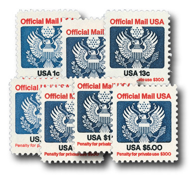 O127/133 - 1983-85 Official Mail, Set of 7 Stamps - Mystic Stamp Company